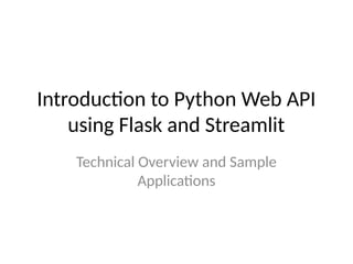 Python_Web_API_Flask_Streamlit.pptx sample | PPT