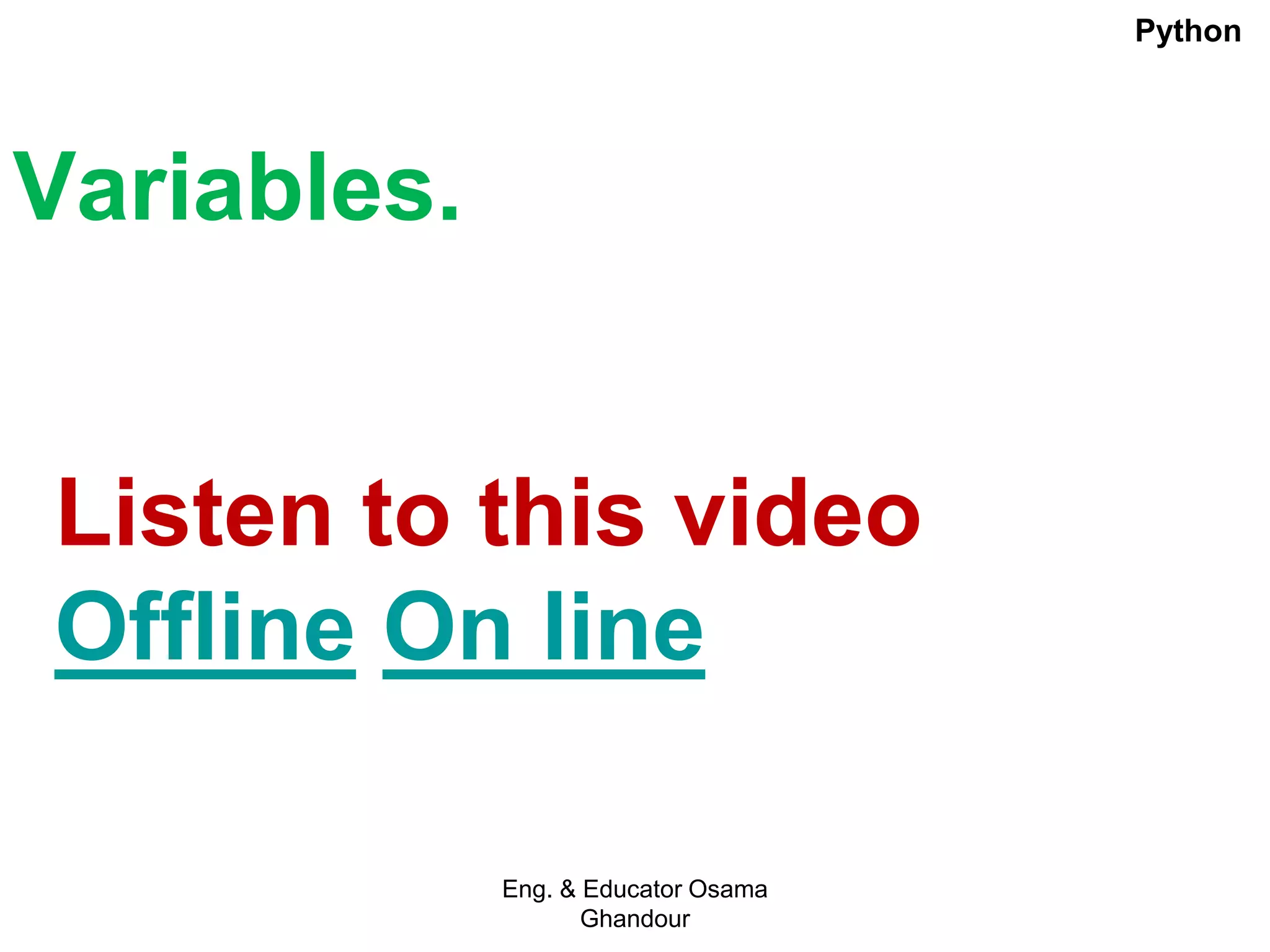 Python week 1 2020-2021 | PPT