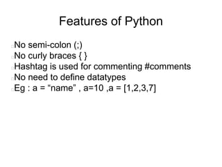 Basics of Python and Intro to Machine Learning | PPTX