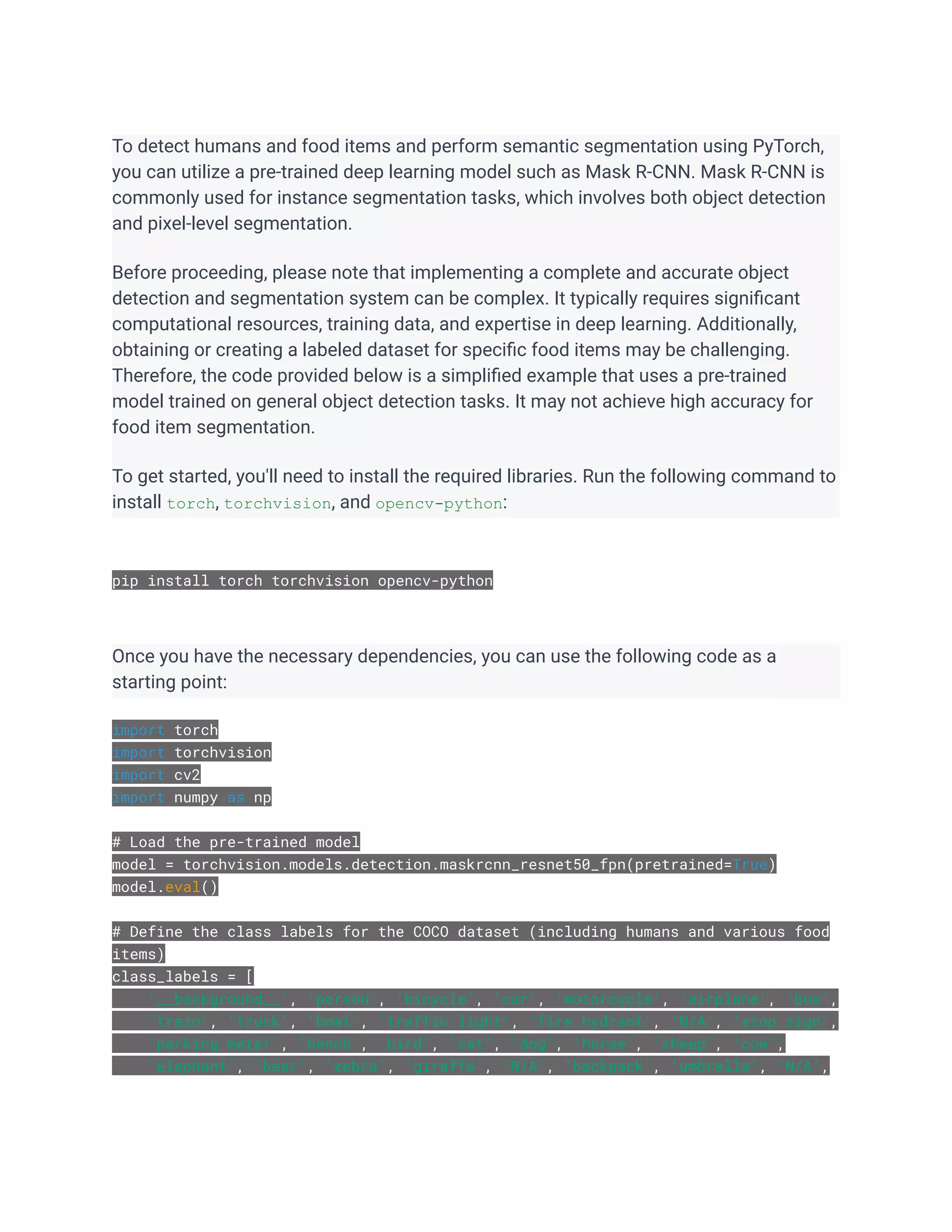 PyTorch to detect Humans Eating Food.pdf | Technology & Computing