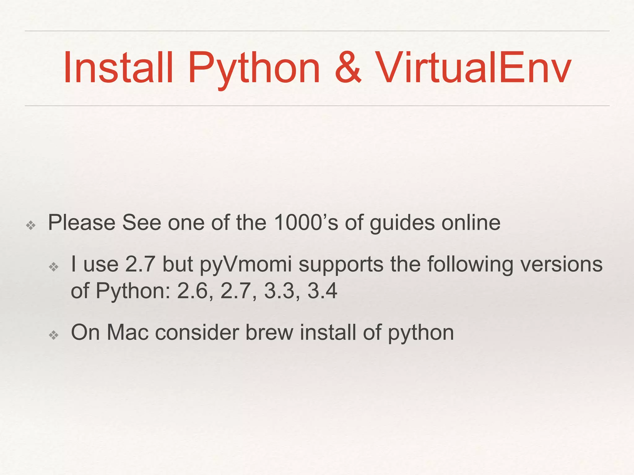 Introduction to vSphere APIs Using pyVmomi | PPTX | Operating Systems | Computer Software and ...