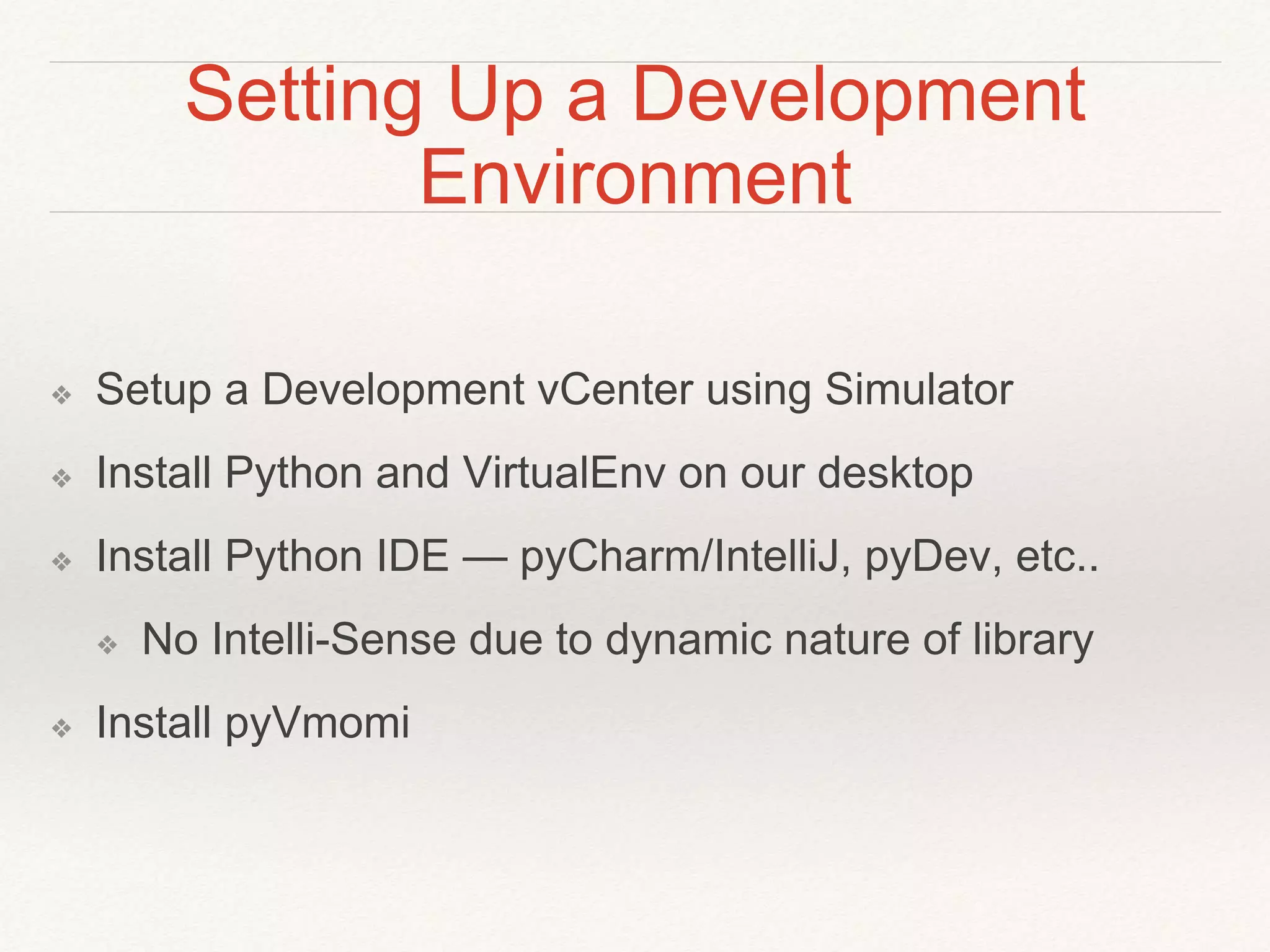 Introduction to vSphere APIs Using pyVmomi | PPTX | Operating Systems ...