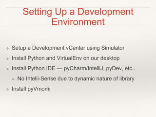 Introduction to vSphere APIs Using pyVmomi | PPTX