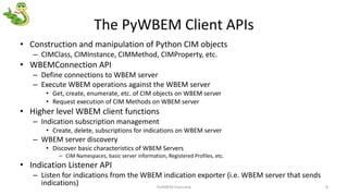 PyWBEM Rapid Overview | PPT