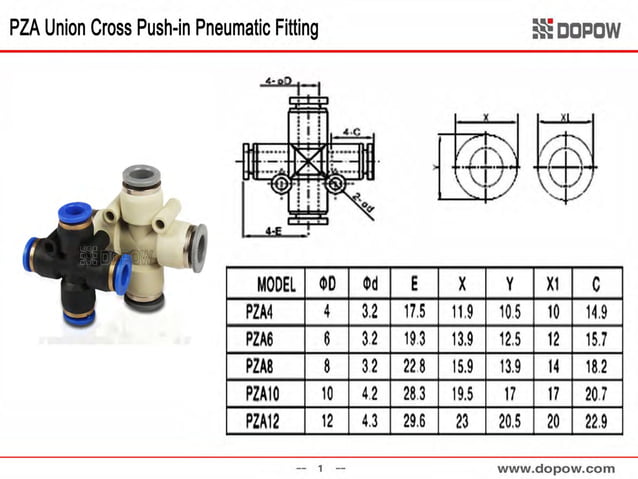 PZA Union Cross Push-in Pneumatic Fitting-Dopow | PDF | Construction Industry | Industries