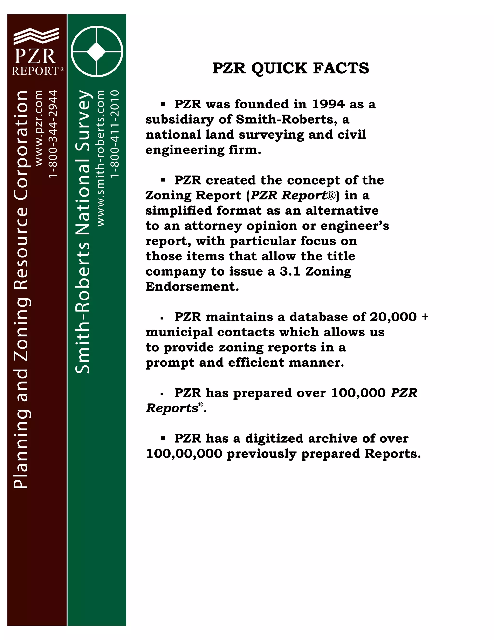 PZR Zoning Report Quick Facts | DOC
