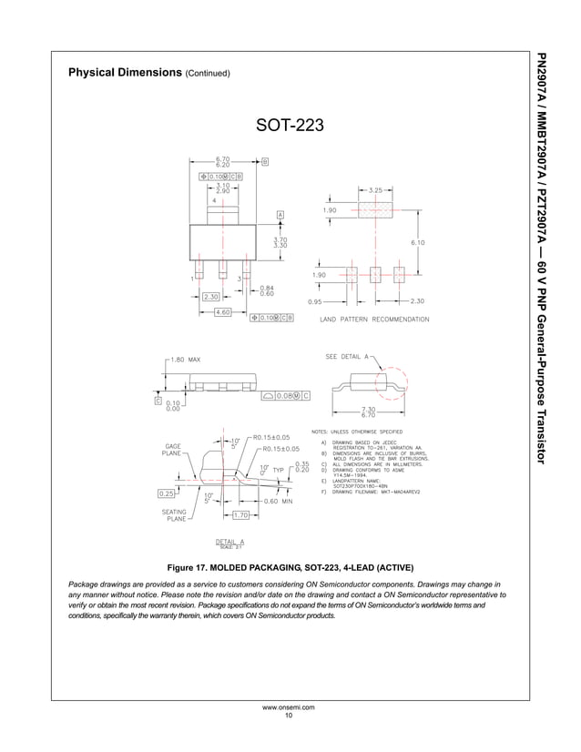 Original PNP Transistors PZT2907A PZT2907 2907 P2F SOT22-3 New On ...