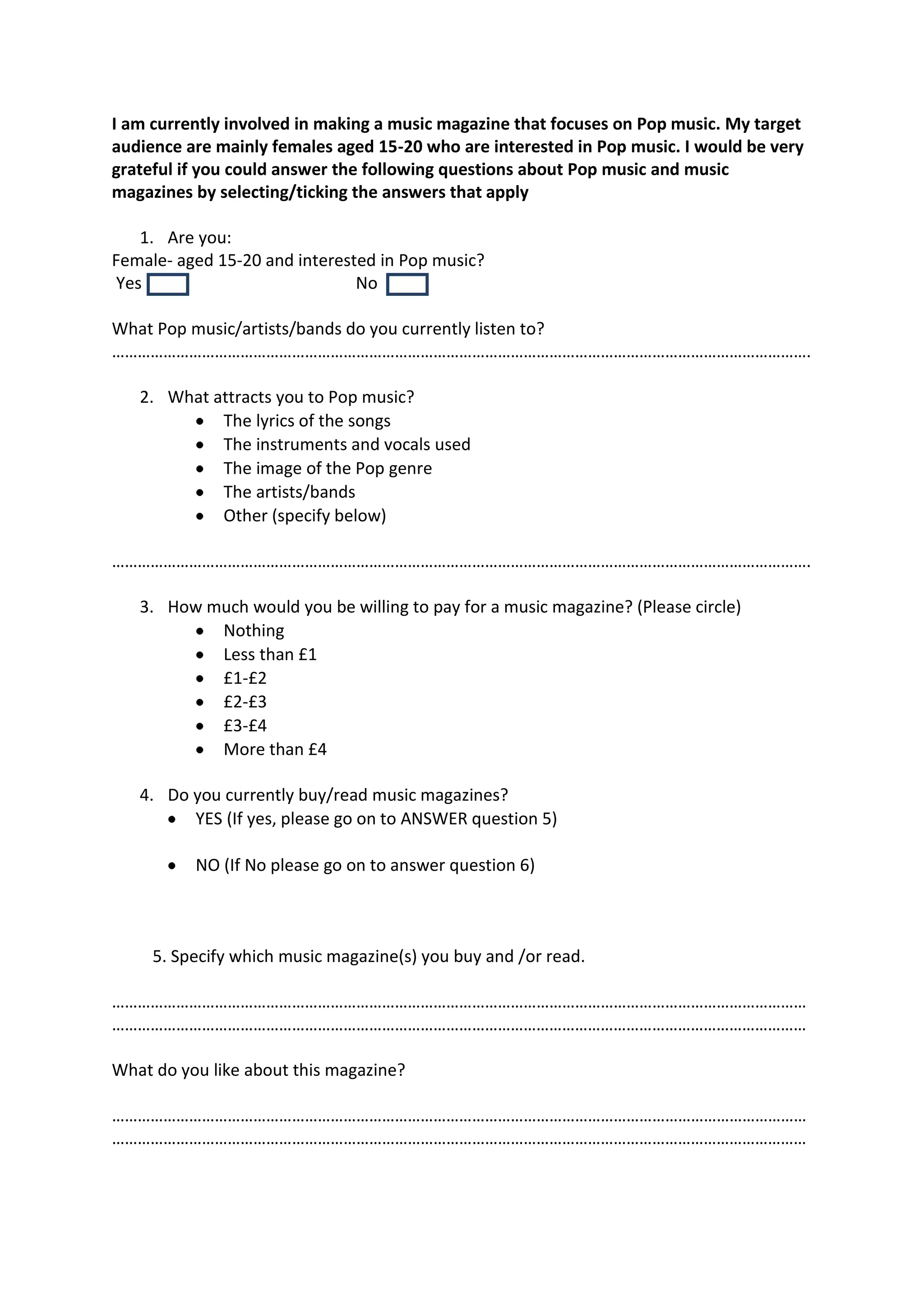 Questionnaire | DOCX