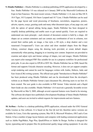 Explain the 10 commercial DTP Software and their uses with suitable ...