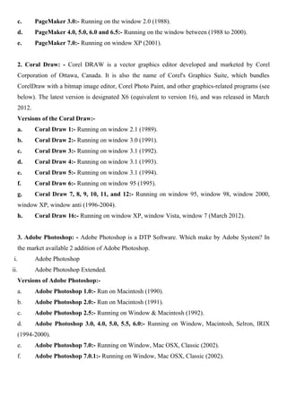 Explain the 10 commercial DTP Software and their uses with suitable ...
