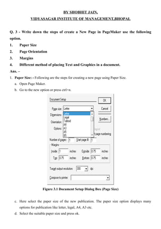 Write down the steps of create a New Page in Page Maker use the ...