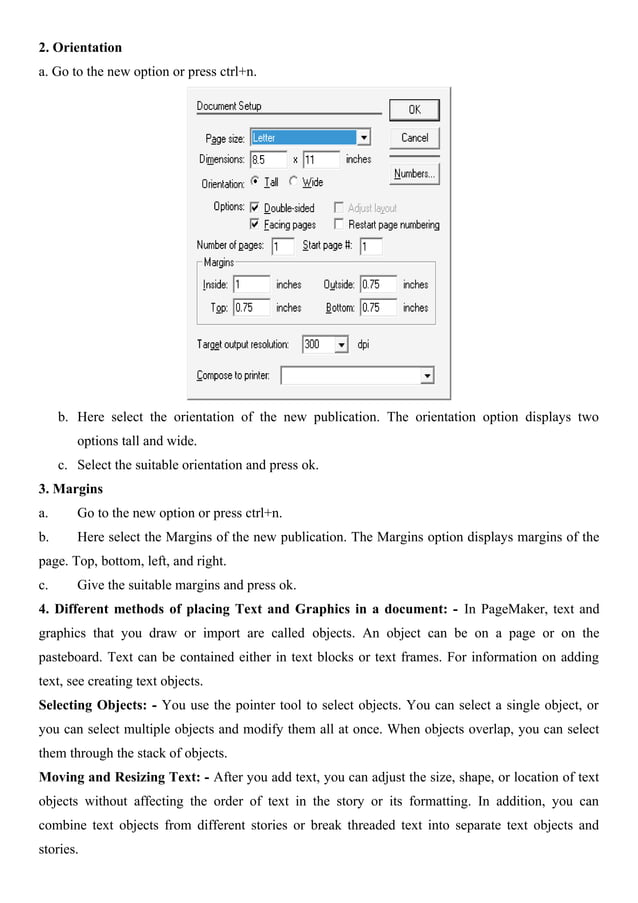 Write down the steps of create a New Page in Page Maker use the ...