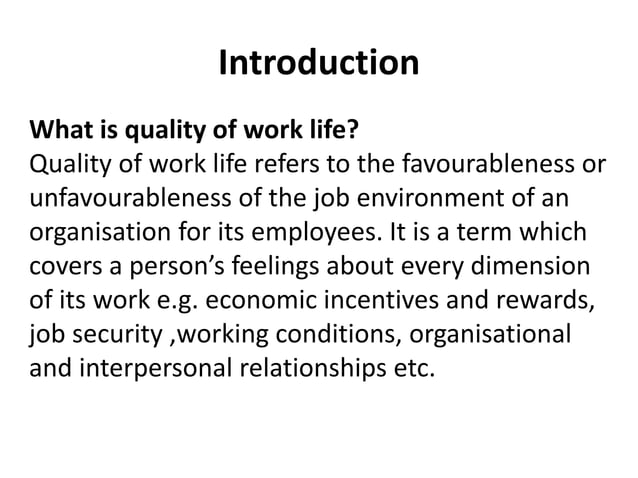 Quality of work life HRM | PPTX