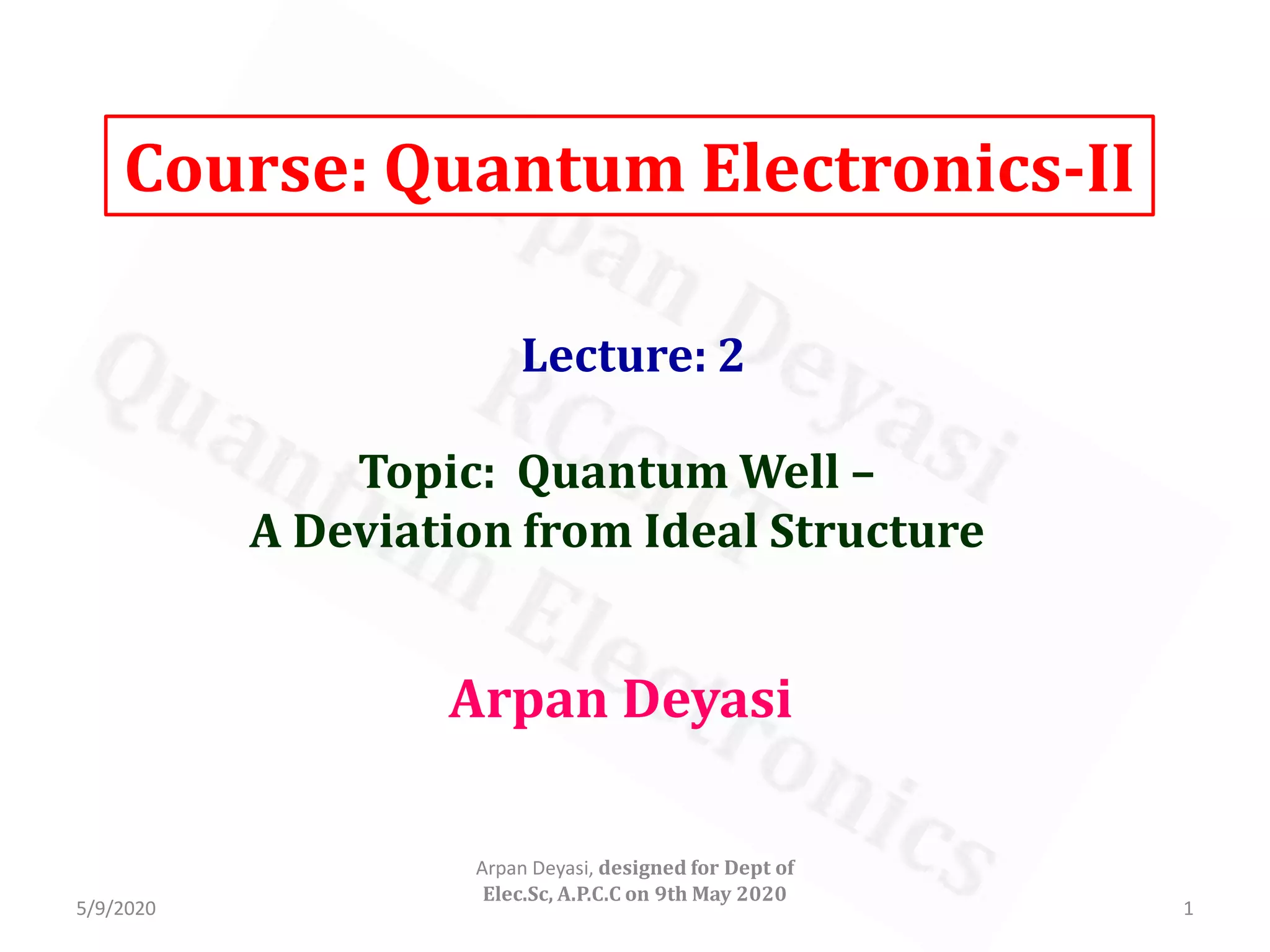 Quantum Electronics Lecture 2 | PDF