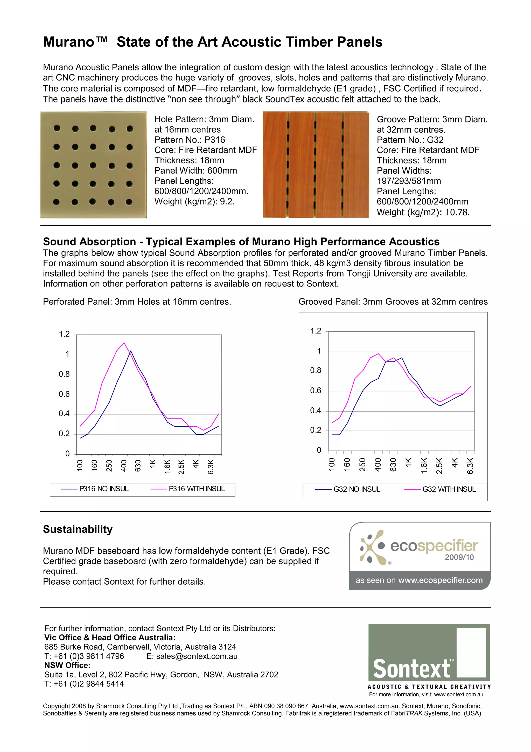 Murano Acoustics Wood Panels Brochure | PDF