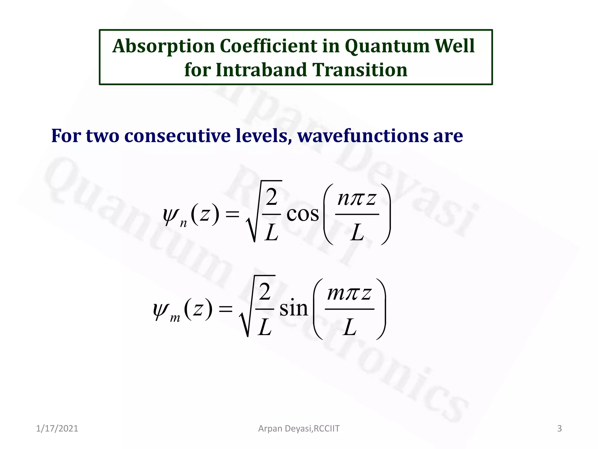 Absorption coefficient of quantum well structure | PDF