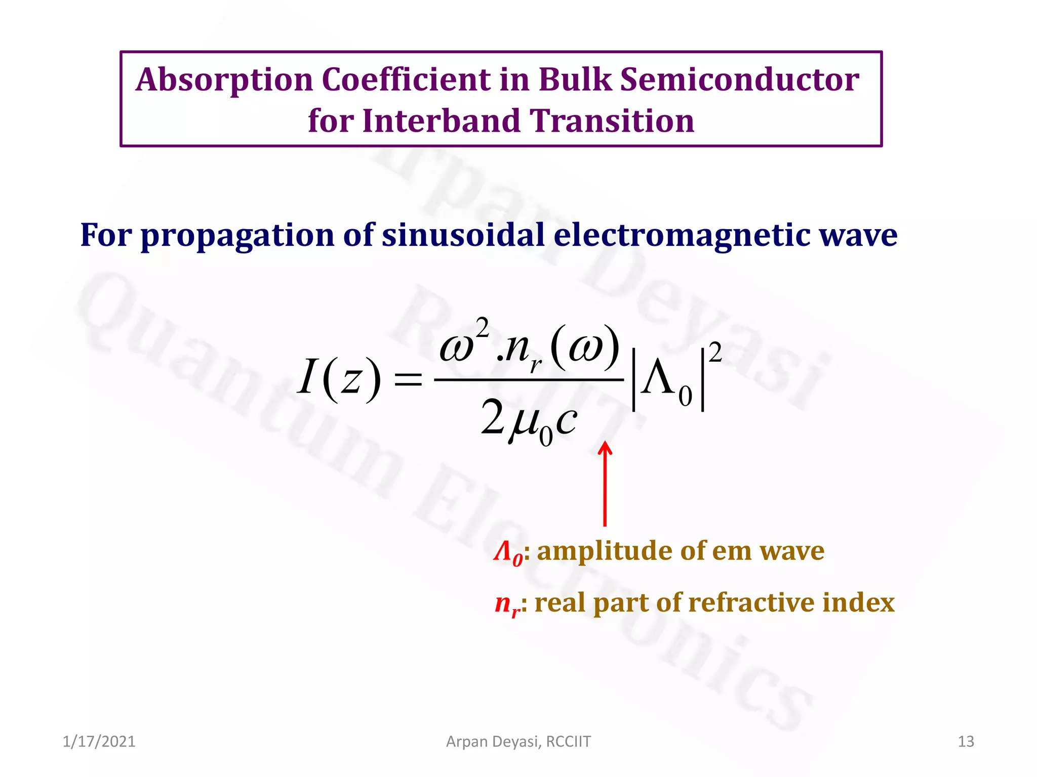 absorption coefficient in bulk and quantum well structure | PDF