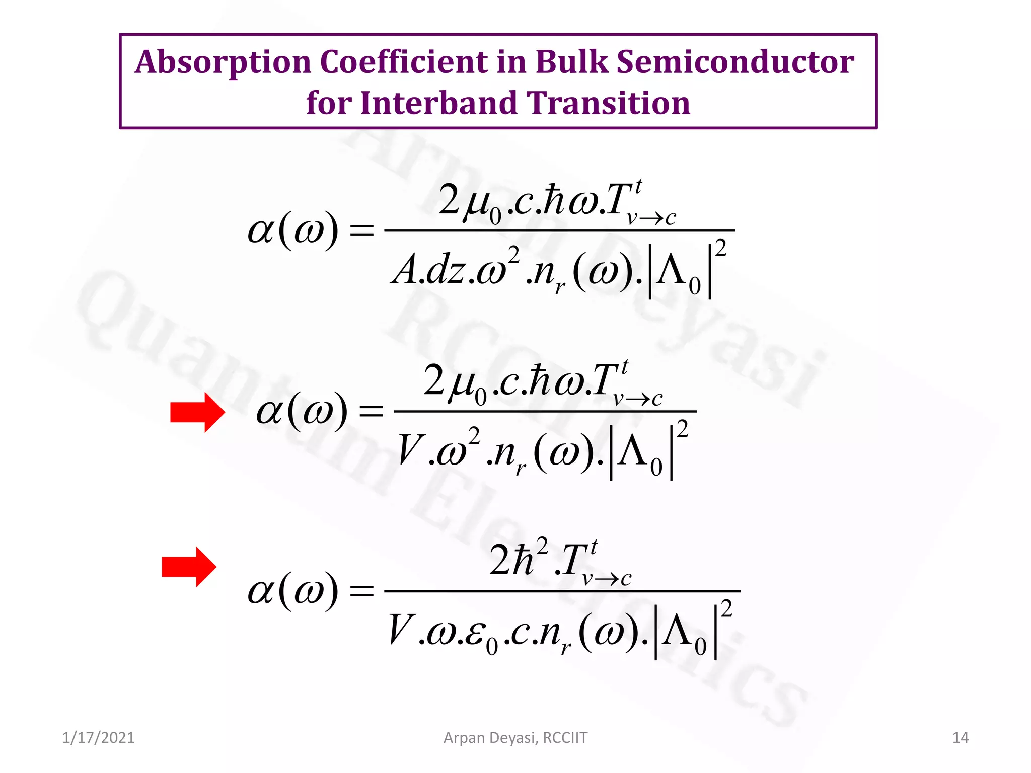 absorption coefficient in bulk and quantum well structure | PDF