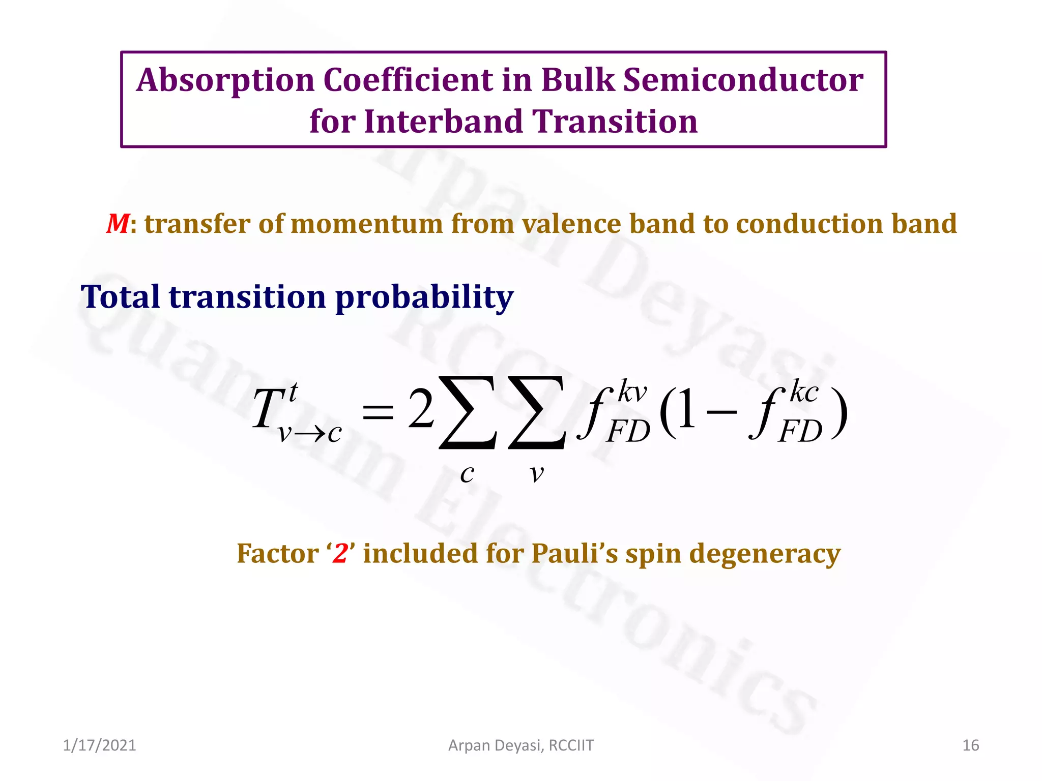 absorption coefficient in bulk and quantum well structure | PDF