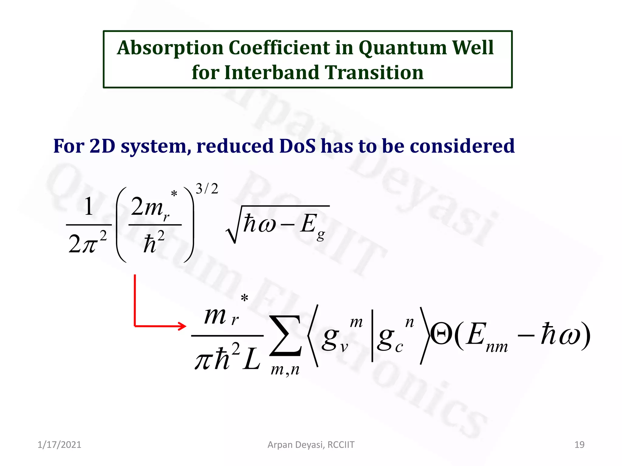 absorption coefficient in bulk and quantum well structure | PDF