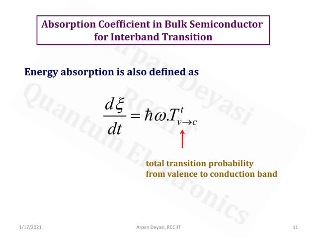 absorption coefficient in bulk and quantum well structure | PPT