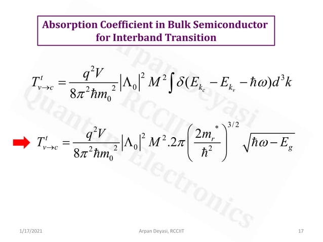 absorption coefficient in bulk and quantum well structure | PPT