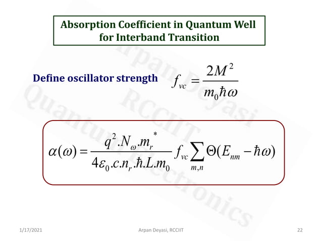 absorption coefficient in bulk and quantum well structure | PPT
