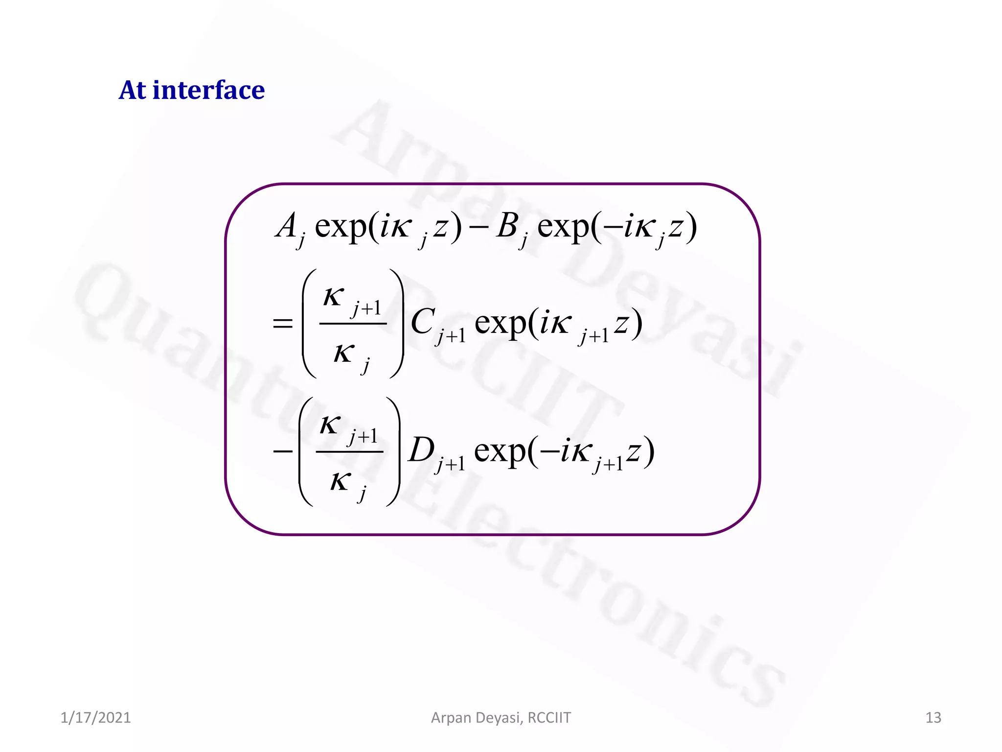 Calculation Of Transmission Coefficient Using Propagation Matrix Method