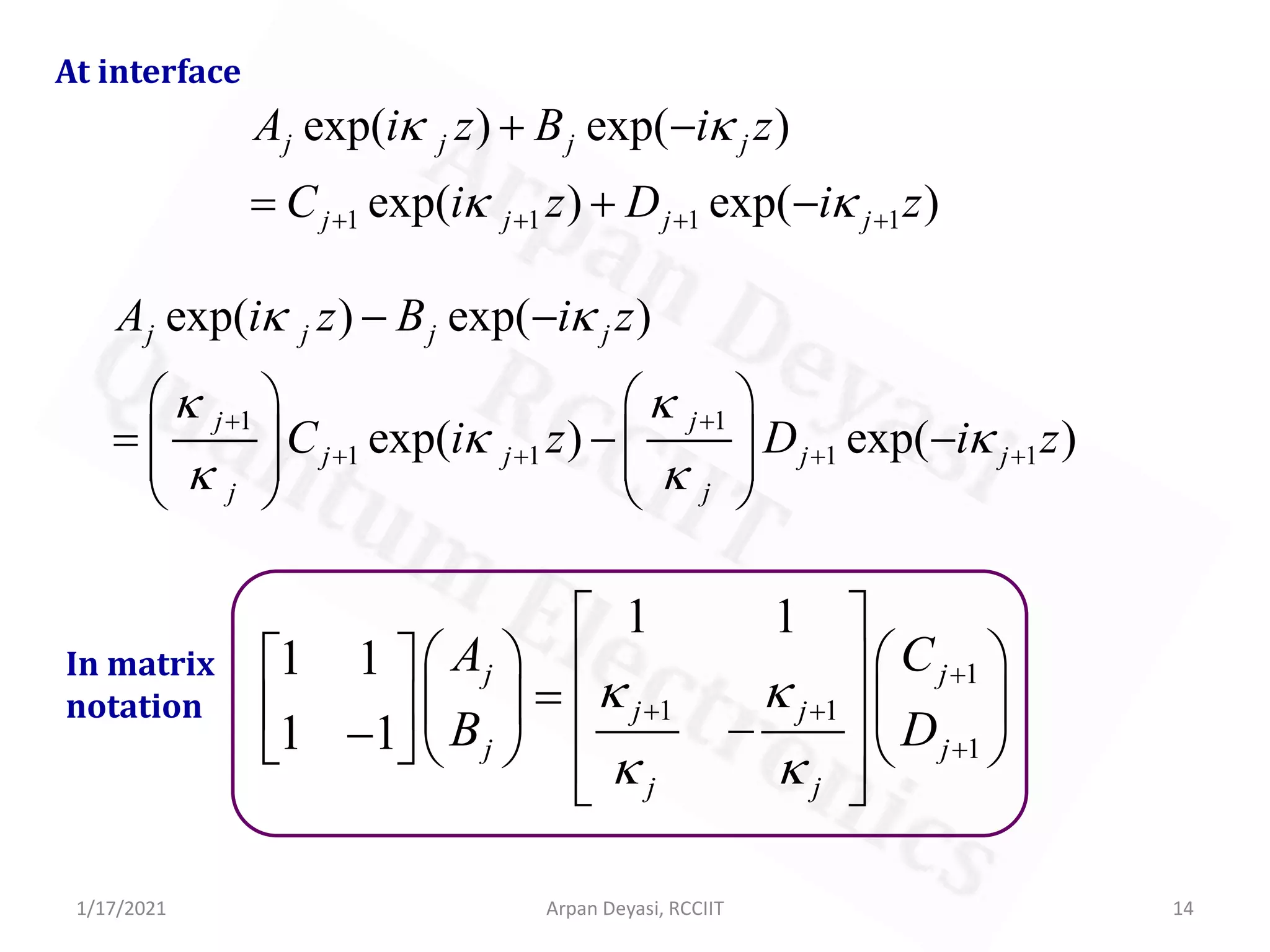 Calculation of transmission coefficient using Propagation Matrix Method ...