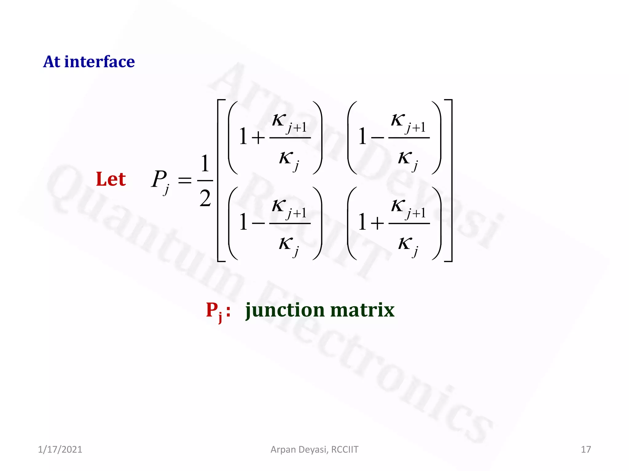 Calculation Of Transmission Coefficient Using Propagation Matrix Method