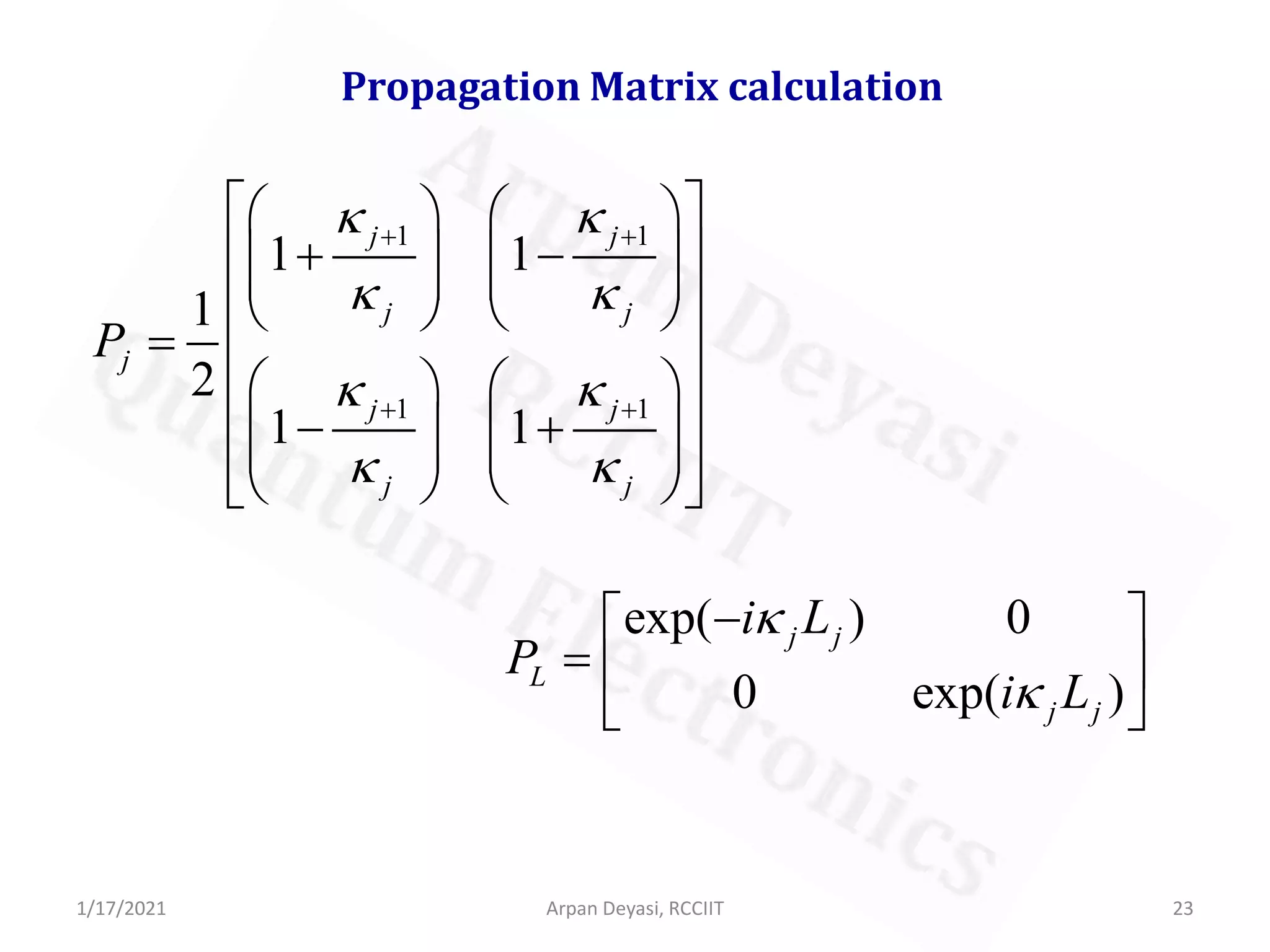 Calculation Of Transmission Coefficient Using Propagation Matrix Method