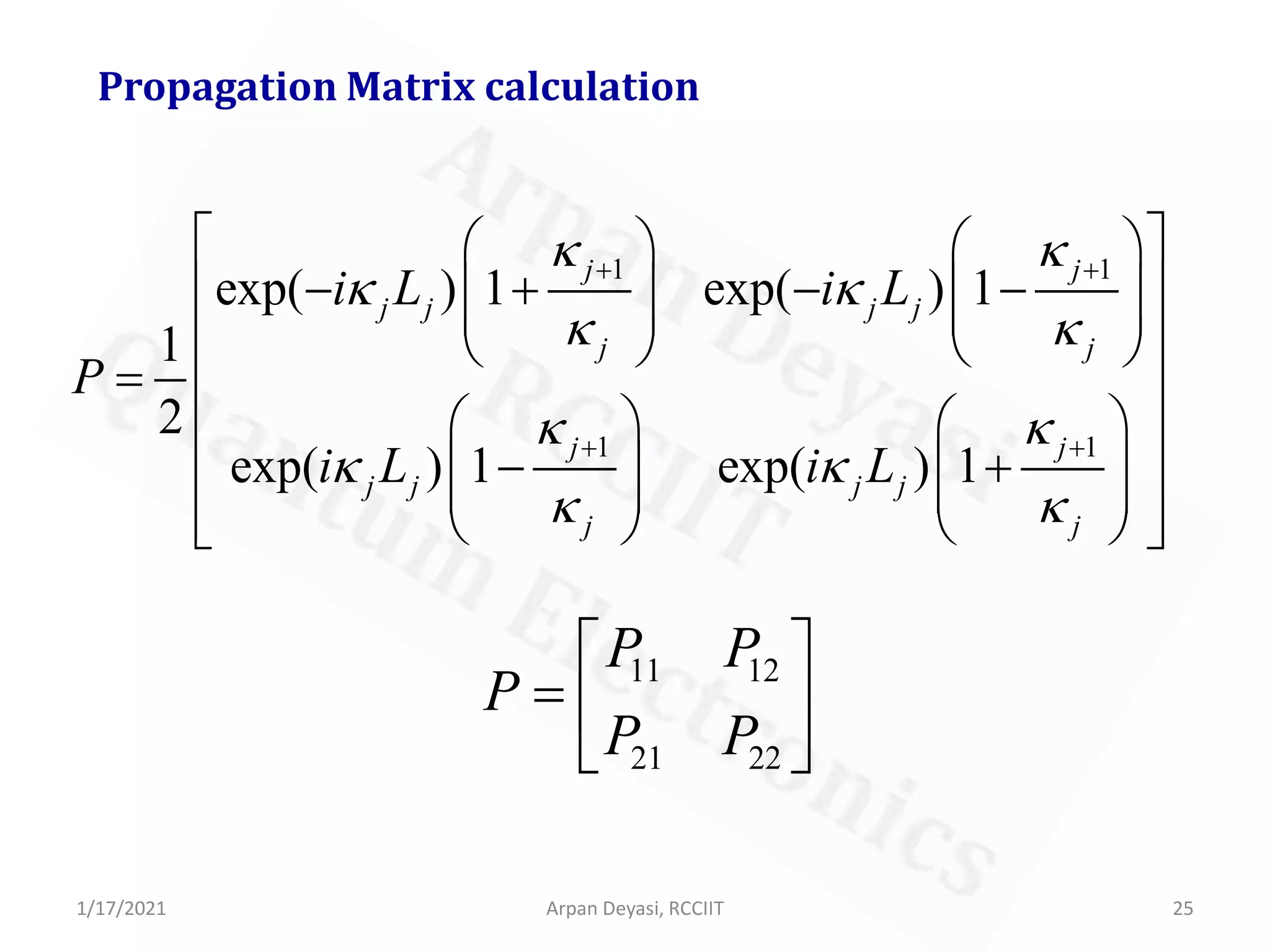 Calculation Of Transmission Coefficient Using Propagation Matrix Method