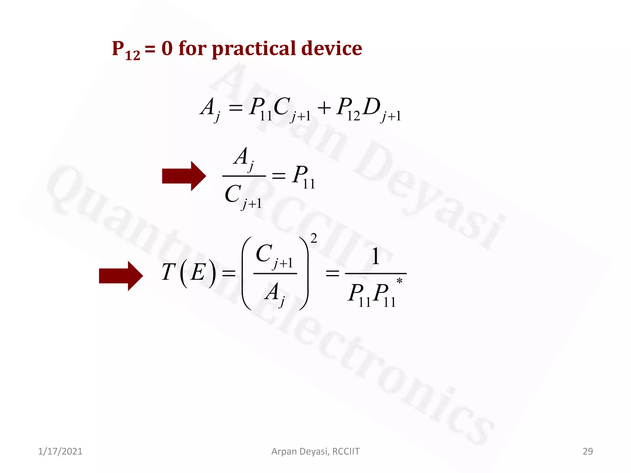 Calculation Of Transmission Coefficient Using Propagation Matrix Method