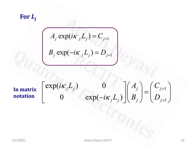 Calculation of transmission coefficient using Propagation Matrix Method | PPT