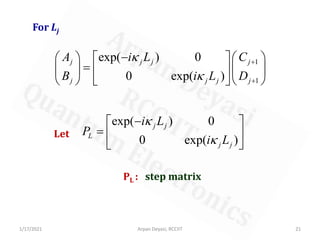 Calculation of transmission coefficient using Propagation Matrix Method | PPT
