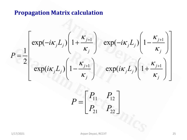 Calculation of transmission coefficient using Propagation Matrix Method | PPT