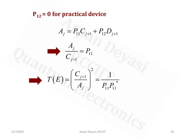 Calculation Of Transmission Coefficient Using Propagation Matrix Method