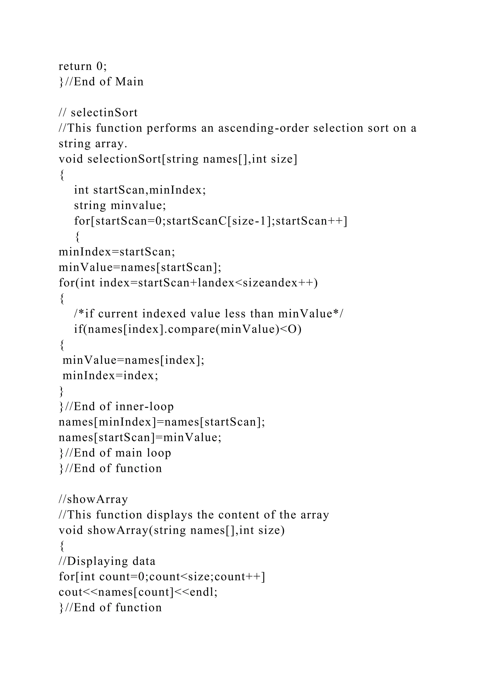 Q.6Lab#9 This program uses selection sort algorithm to sort.docx | Free Download
