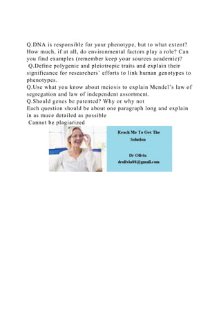 Q.DNA is responsible for your phenotype, but to what extent How m.docx