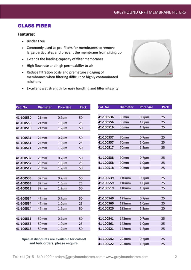 Q-Fil Membrane Filters Catalogue 2020 | PDF