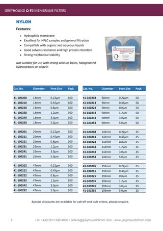 Q-Fil Membrane Filters Catalogue 2020 | PDF