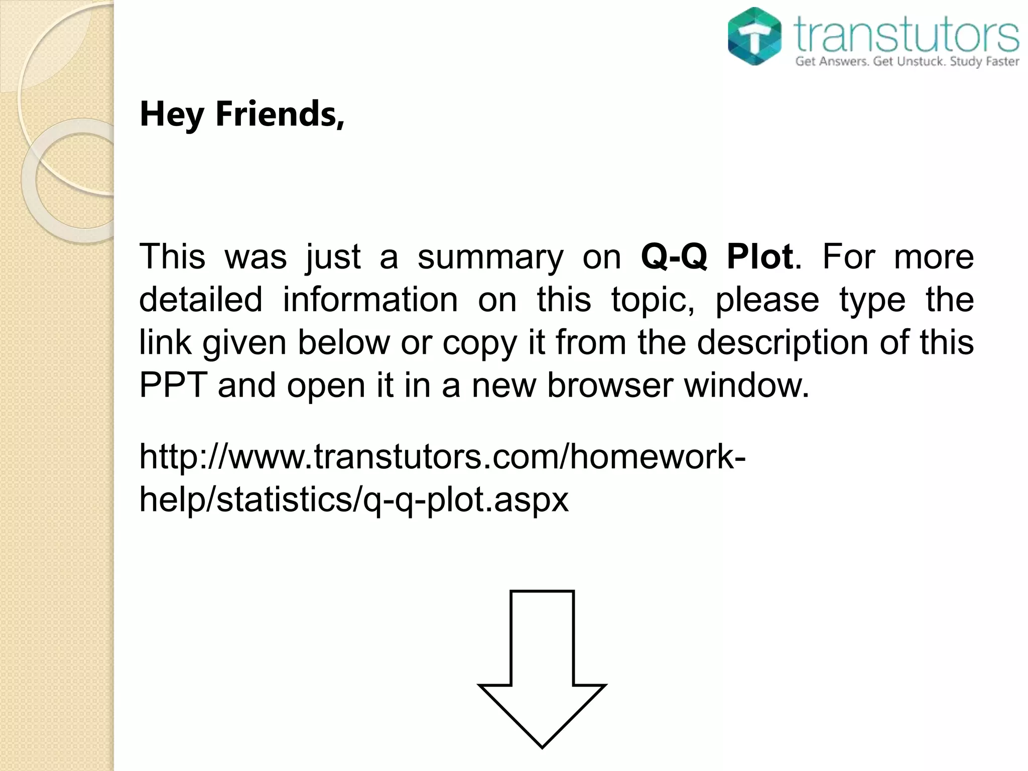 Q-Q Plot | Statistics | PPTX