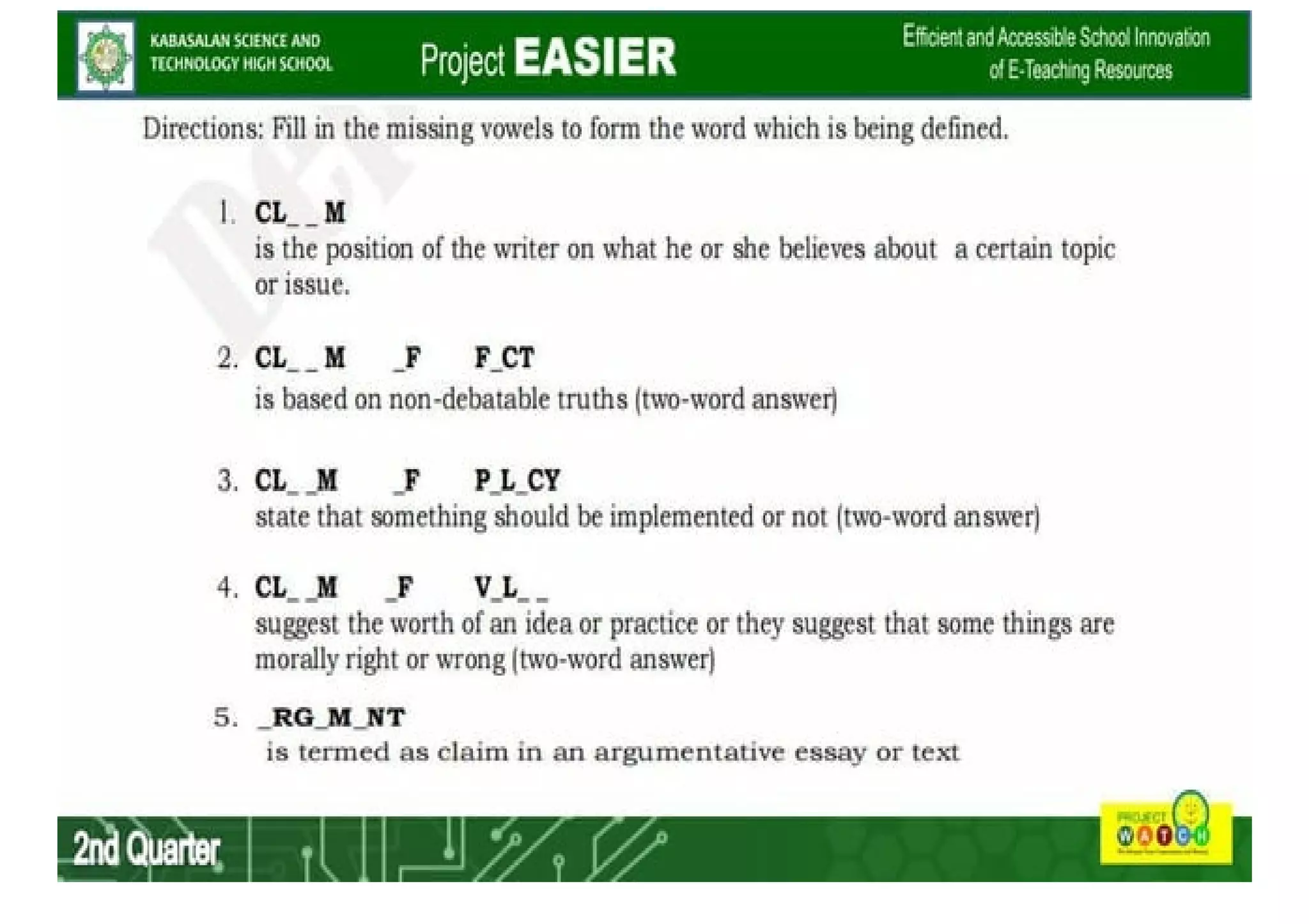 Q-Week Argumentative Essay - Copy .Pptx