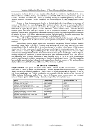 Variation Of Phytolith Morphotypes Of Some Members Of Cucurbitaceae Juss. | PDF | Gardening ...