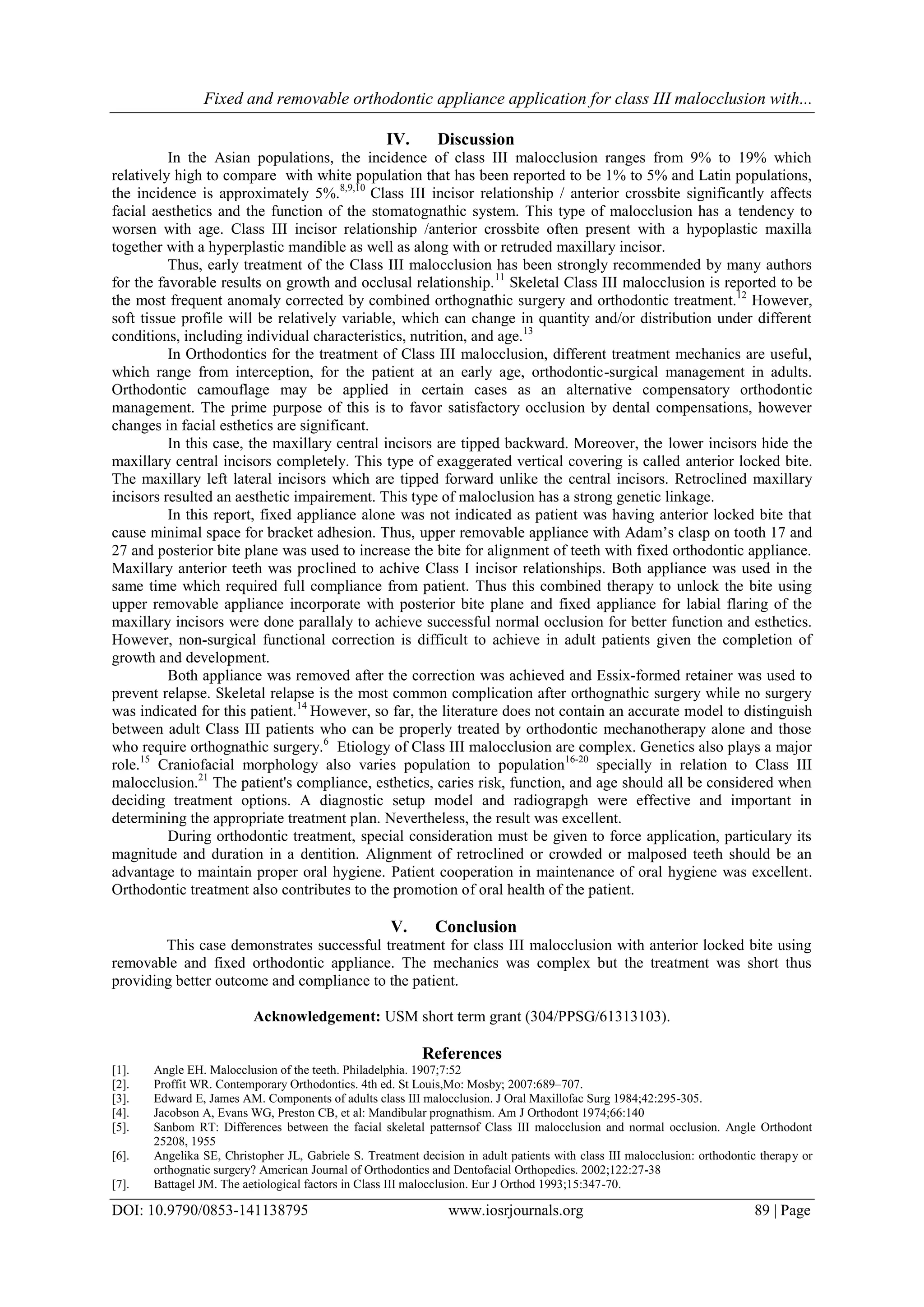 Fixed and removable orthodontic appliance application for class III ...