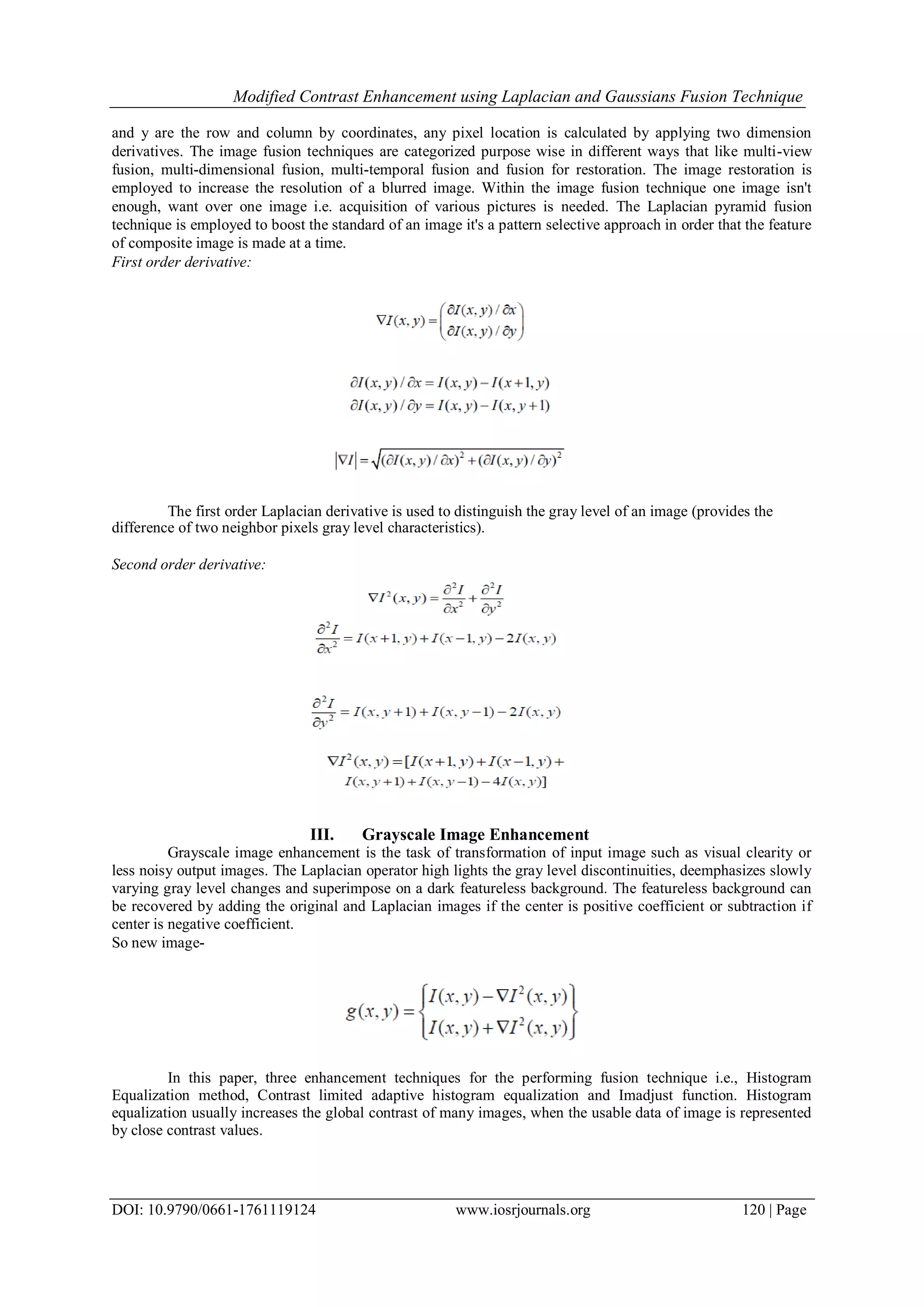 Modified Contrast Enhancement using Laplacian and Gaussians Fusion Technique | PDF | Photo ...