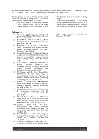 Finite Element Simulation for Determining the Optimum Blank Shape for Deep Drawing Process | PDF
