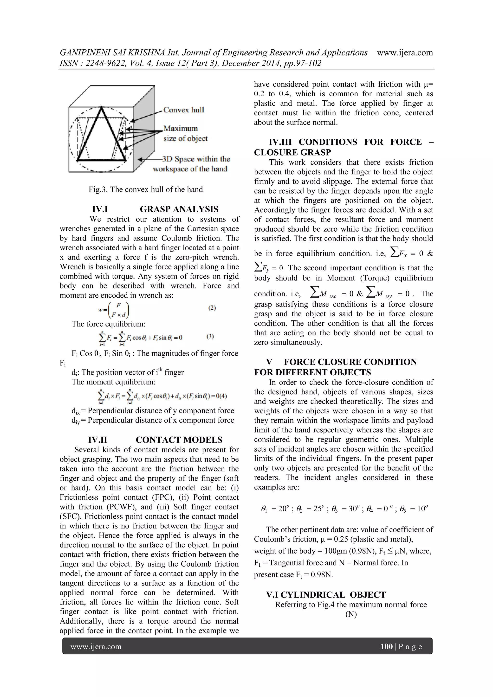 Grasp and Manipulation of Five Fingered Hand Robot in Unstructured ...