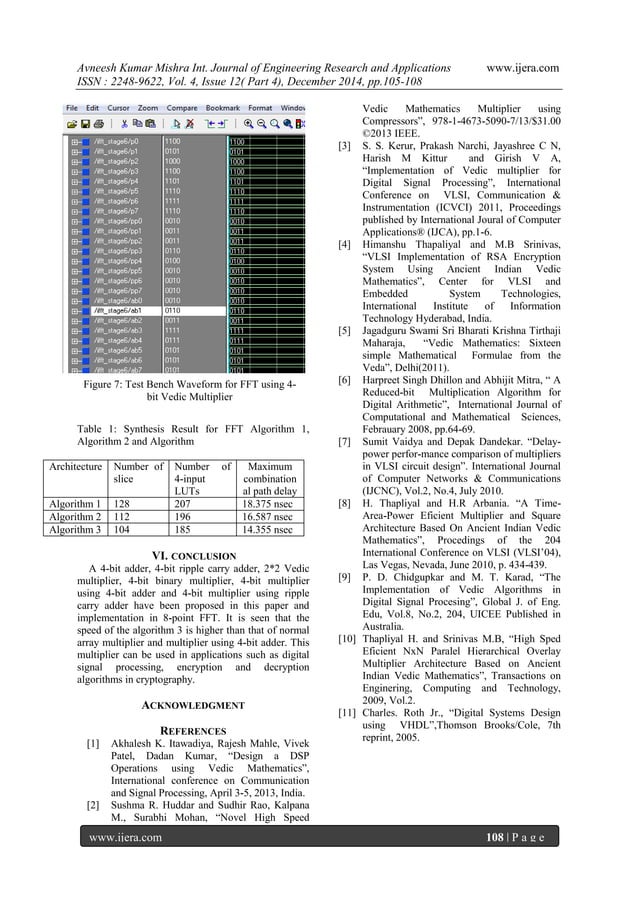 High Speed Area Efficient 8-point FFT using Vedic Multiplier | PDF