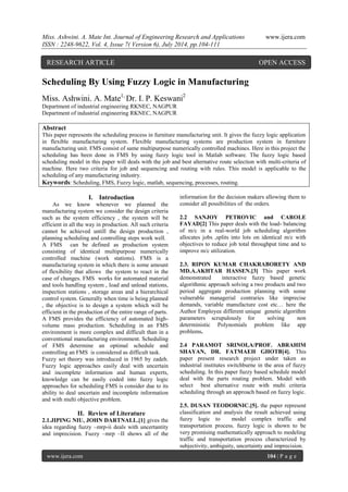 Scheduling By Using Fuzzy Logic in Manufacturing | PDF